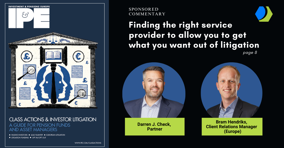 Darren Check and Bram Hendriks Author Article on International Shareholder Litigation for ...